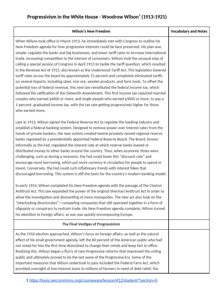 Progressivism in The White House - Wilson | PDF | The United States ...