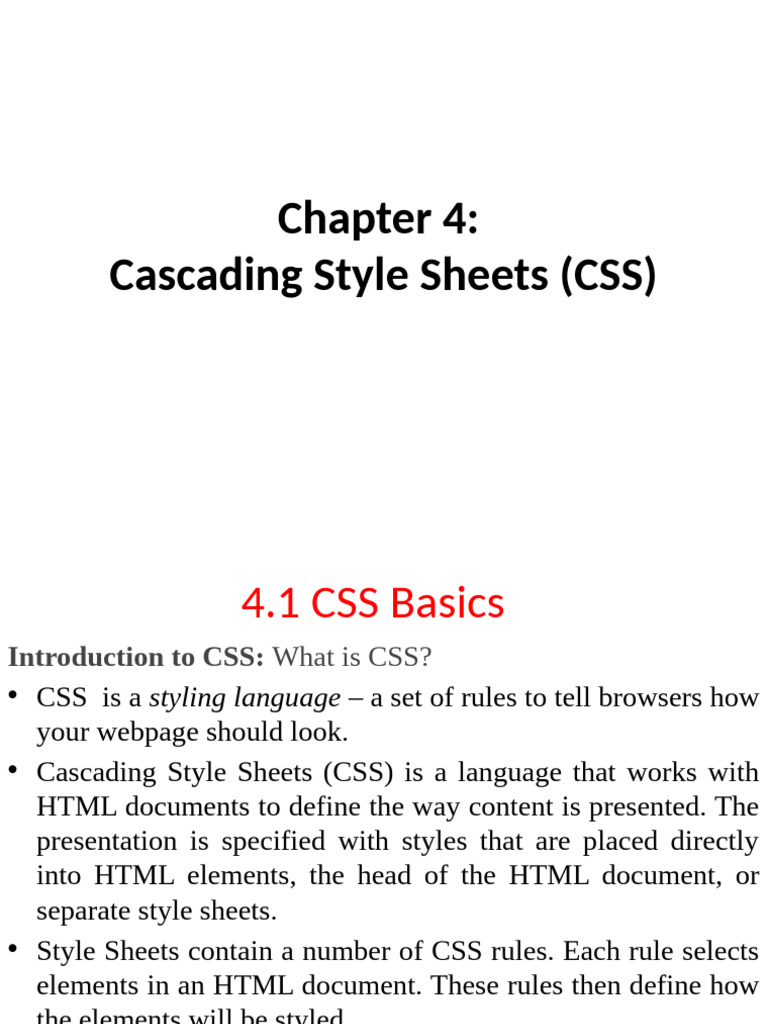 Chapter-4-Cascading Style Sheets | PDF | Html | Html Element