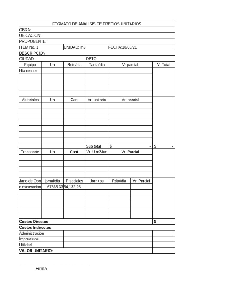 Formato Apu en Blanco | PDF