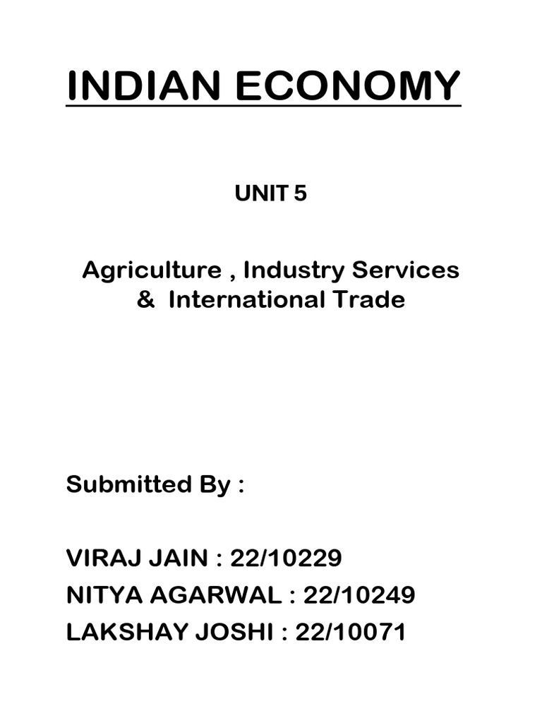 INDIAN_ECONOMY_presentation_unit 5 | PDF | Smallholding | Agriculture