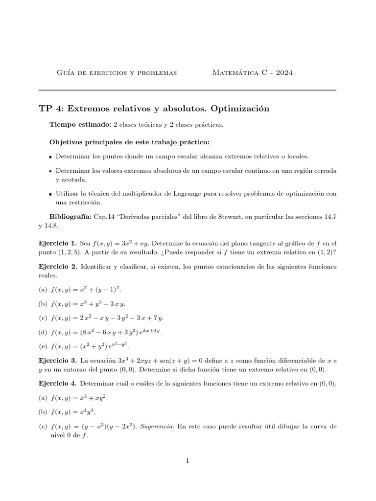 Matemática C 2025 tp4 | PDF | Optimización Matemática | Derivado