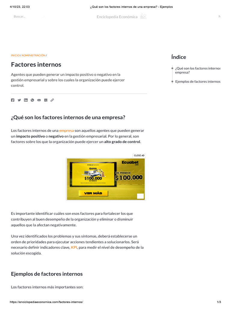 ¿Qué Son Los Factores Internos de Una Empresa - Ejemplos | PDF | Business | Plan de negocios