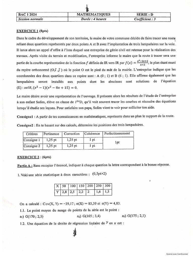 2024 Bac1 d Sujet | PDF