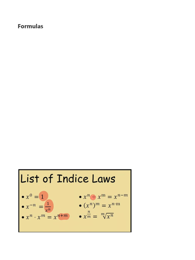 Law of indices- Math igcse notes | PDF