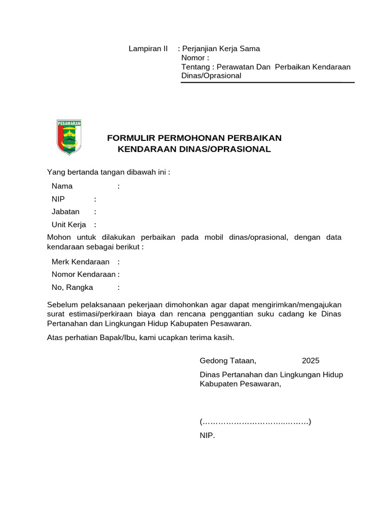 Formulir Permohonan Perbaikan | PDF