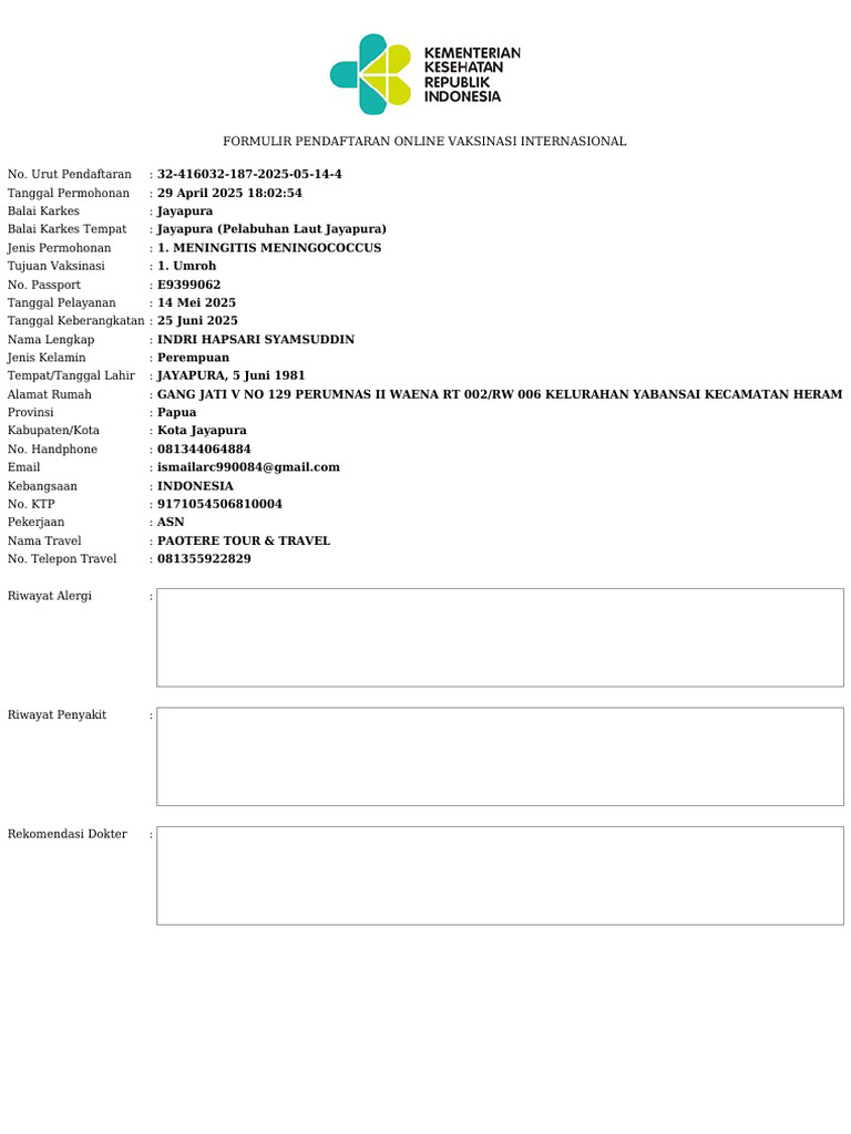 Formulir Pendaftaran Icv | PDF