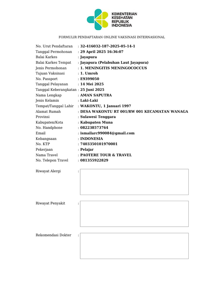 Formulir Pendaftaran Icv | PDF