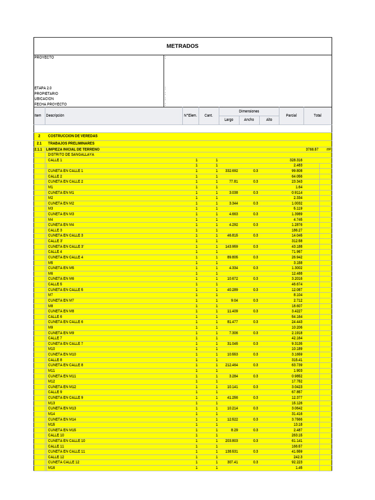 2 Metrados Vereda | PDF