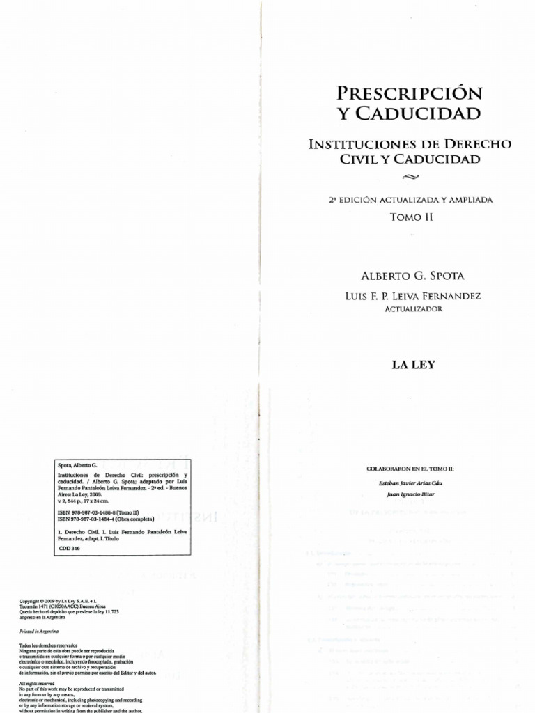 Spota Prescripcion T II | PDF | Estatuto de limitaciones | Realidad