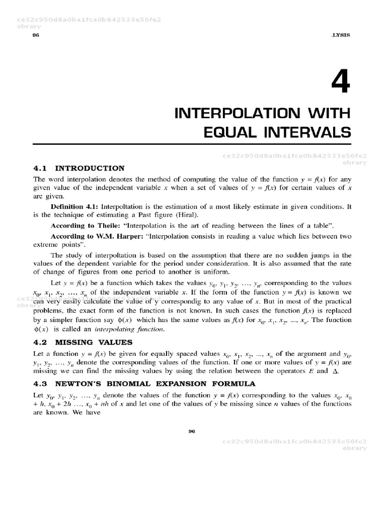 Numerical Analysis Chapter 4 Interpolation With Equal Intervals | PDF | Fair Use | All Rights ...