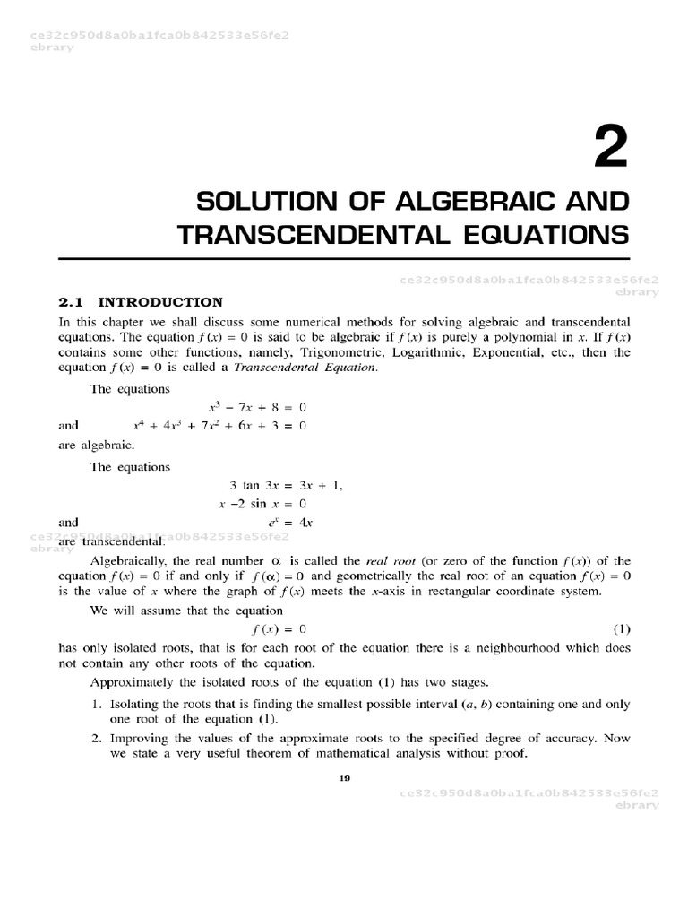 Numerical Analysis Chapter 2 Solution of Algebraic and Transcendental Equations | PDF | Fair Use ...