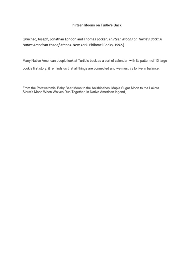 Thirteen Moons on Turtle’s Back | PDF