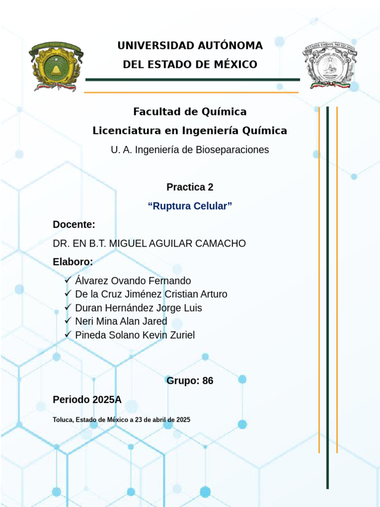 Practica 1 - Ruptura Celular - 2P | PDF | Biología Celular) | Biología