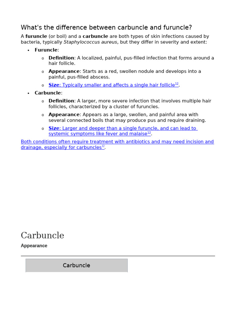 Carbuncle Vs Furuncle | PDF | Shaving | Skin