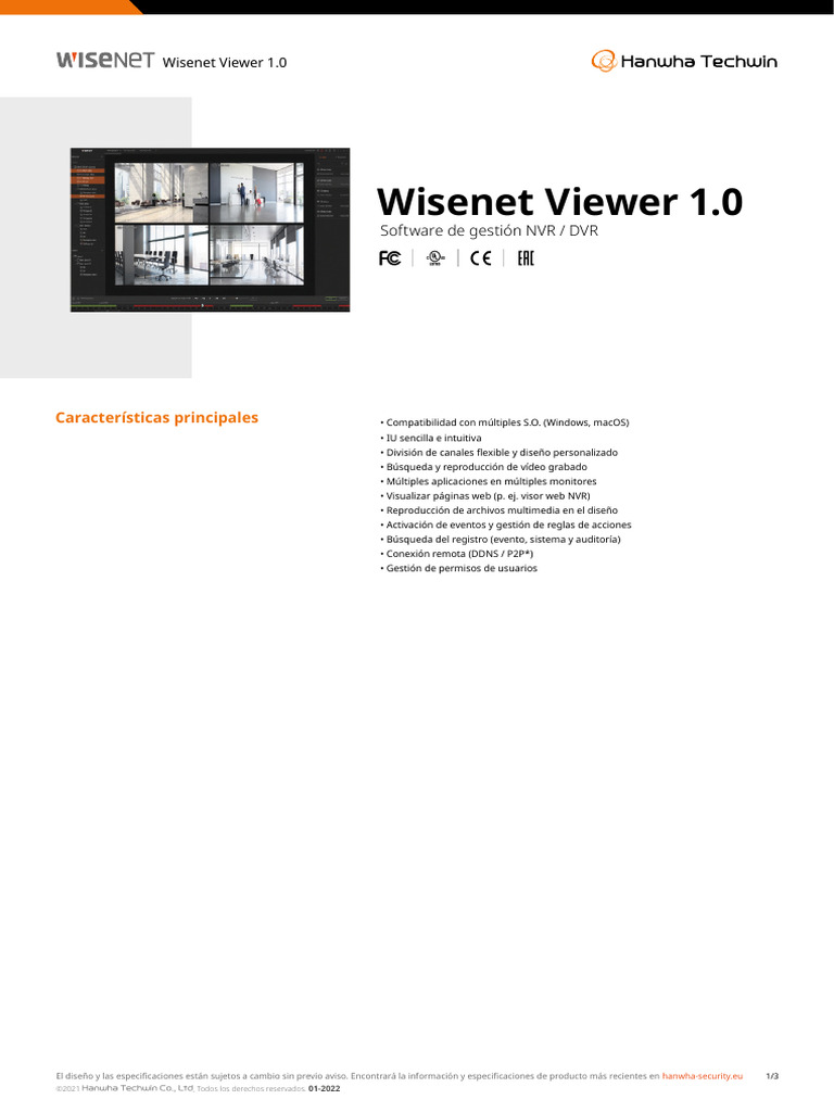 ES DataSheet - Wisenet Viewer Low | PDF | De igual a igual | Grabadora ...