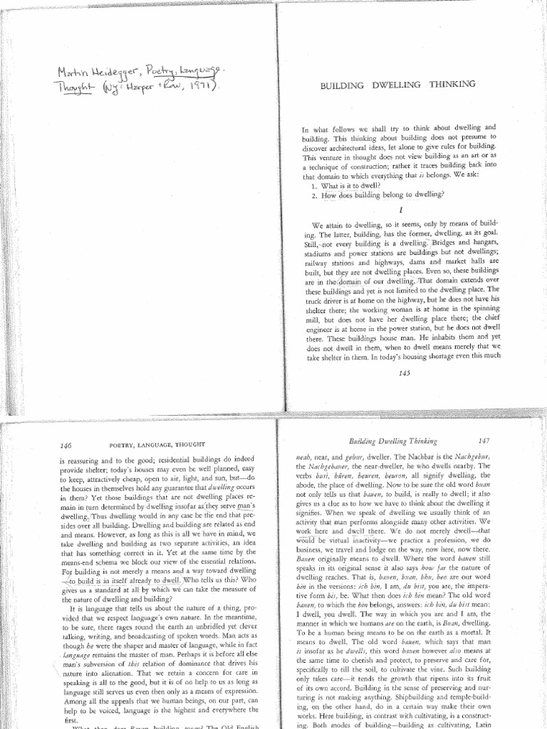 heidegger_building dwelling thinking | PDF
