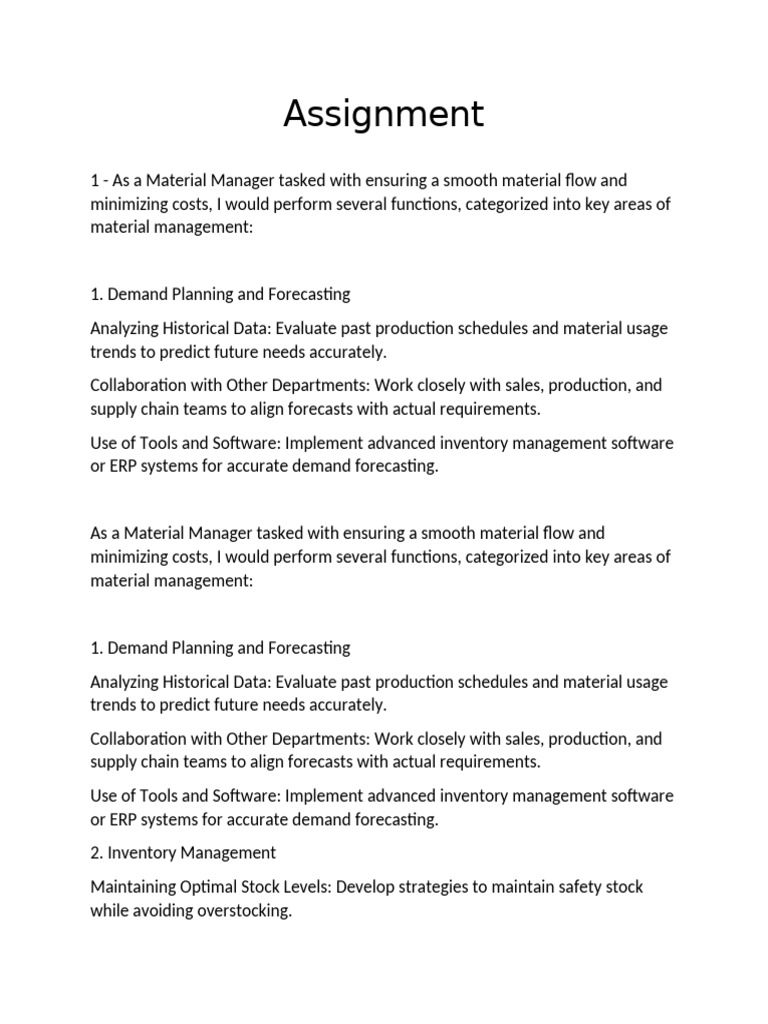 Assignment | PDF | Six Sigma | Inventory