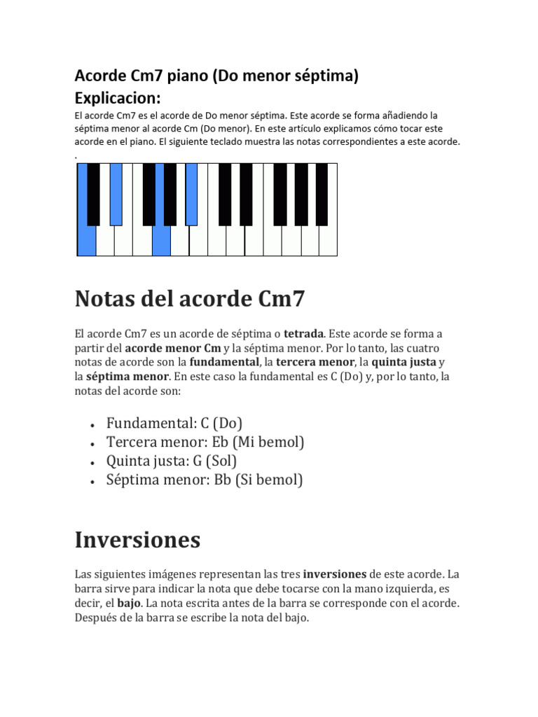 4# Acorde Cm7 Piano Explicacion | PDF
