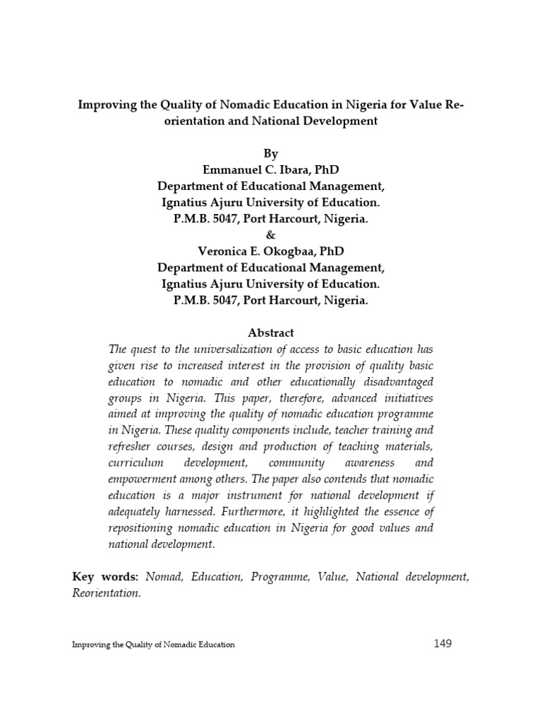8 Improving The Quality of Nomadic Education | PDF | Teachers | Curriculum