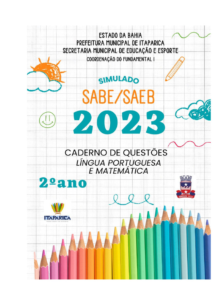 1º - SIMULADO SABE - SAEB - 2 ANO | PDF