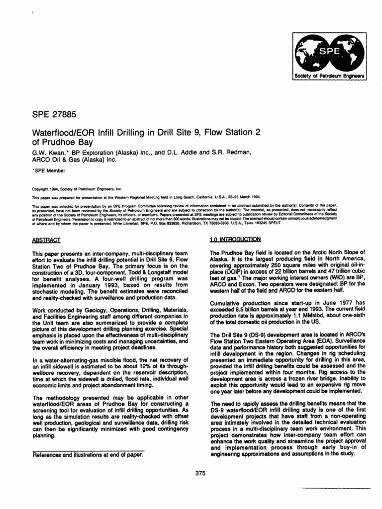 WaterfloodEOR Infill Drilling in Drill Site 9 | PDF | Enhanced Oil ...