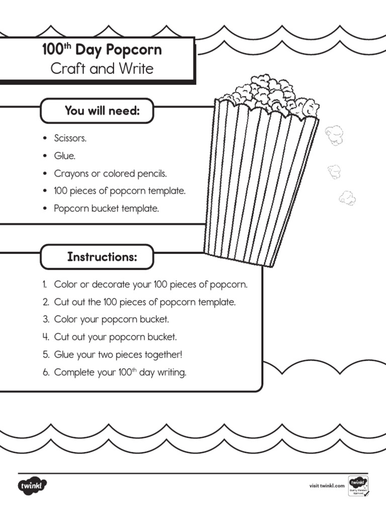100th Day Popcorn Craft and Write - Ver - 1 | PDF