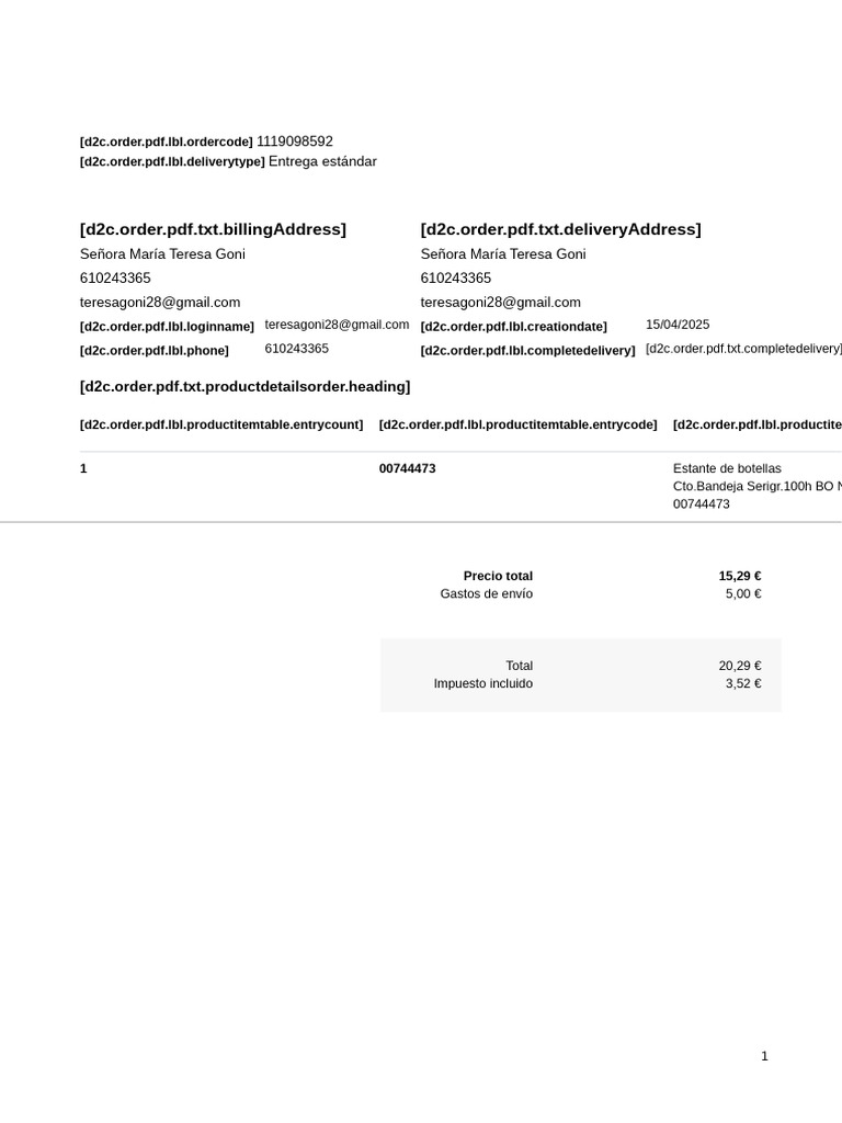 (D2C.Order - PDF.TXT - Billingaddress) (D2C.Order - PDF.TXT - Deliveryaddress) | PDF