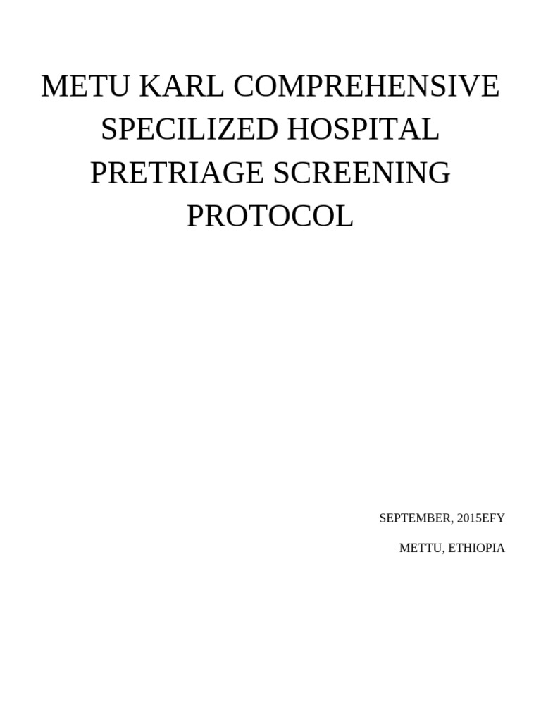 PRE TRIAGE Screening Protocol. | PDF | Infection | Emergency Department