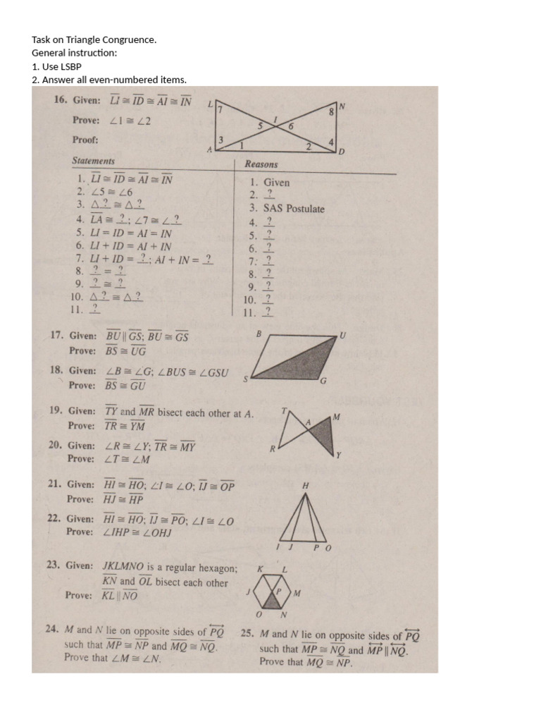 Task Triangle Congruence | PDF