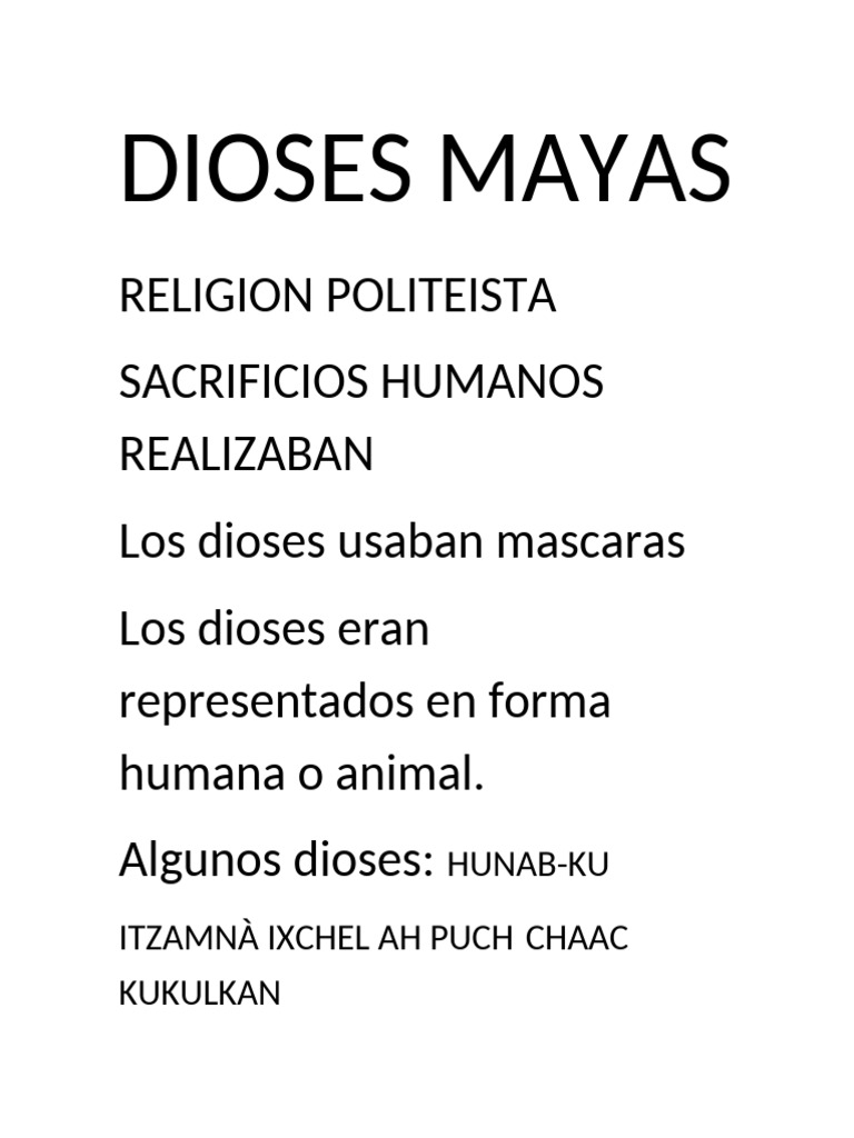 Dioses Mayas y su Religión Politeísta | PDF