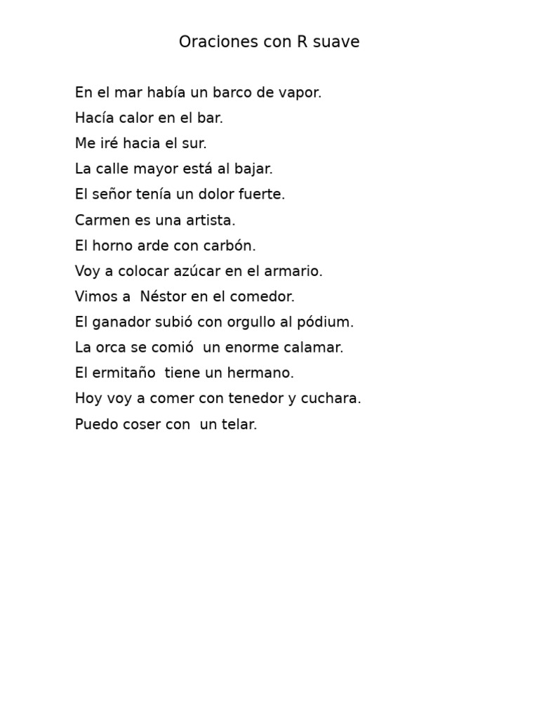 Oraciones Con R Suave | PDF