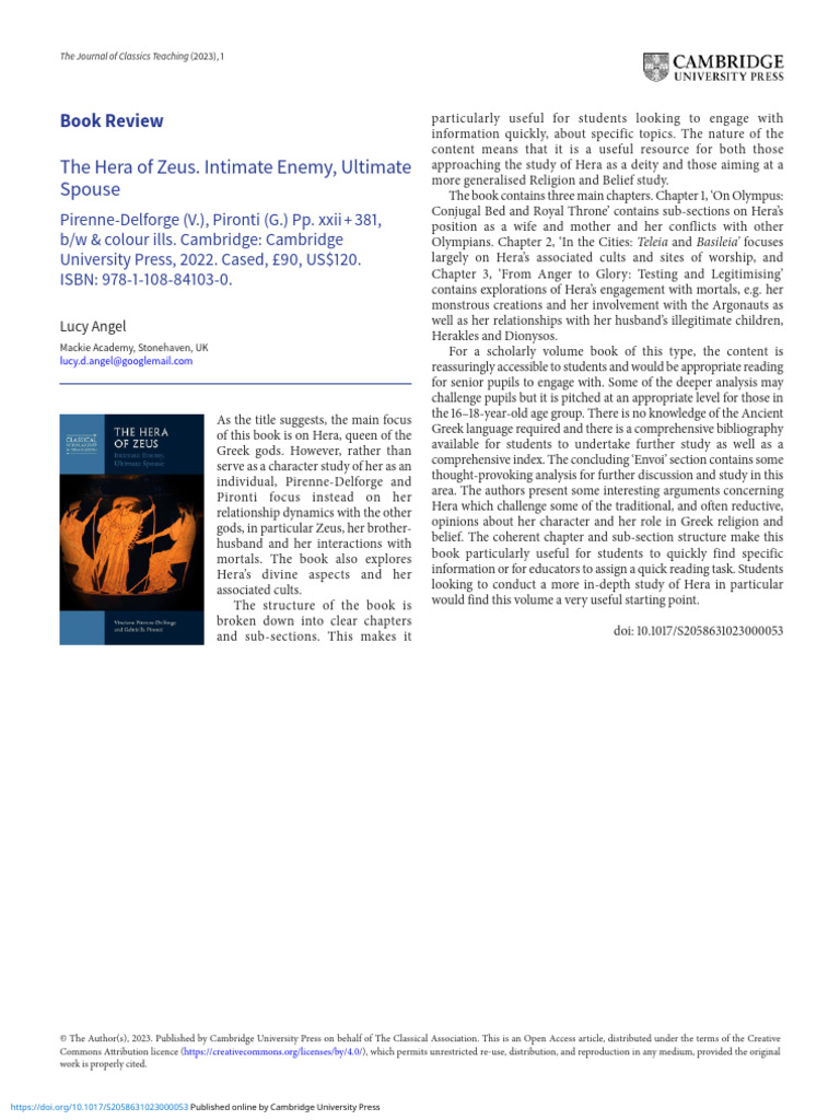 Hera: Intimate Enemy and Spouse | PDF | Hera | Zeus