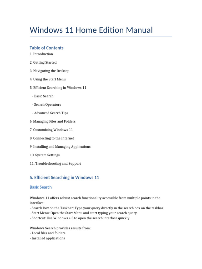 Windows 11 Home Edition Manual | PDF | Computer File | Window (Computing)