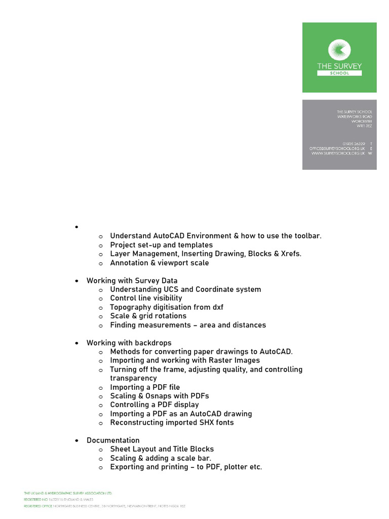 2 Day AutoCAD For Surveying Overview | PDF