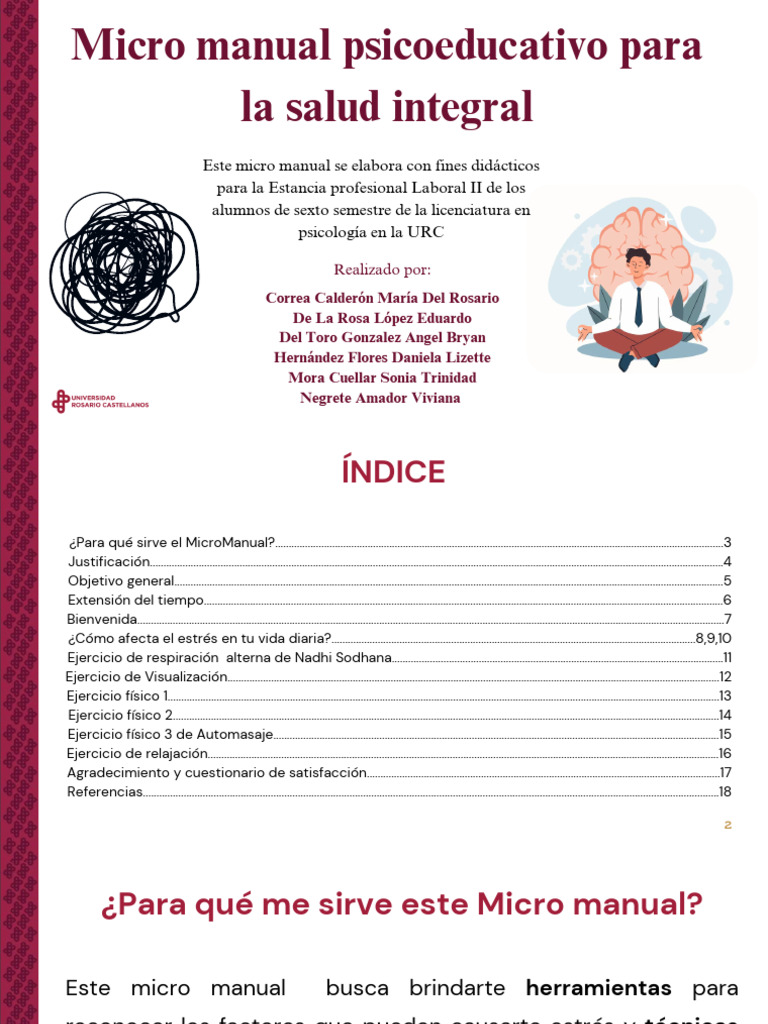 Micro Manual Psicoeducativo para La Salud Integral | PDF | Estrés ...