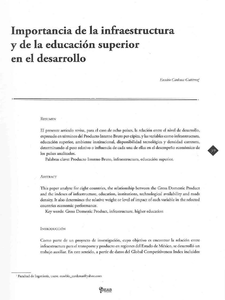 5 - Importancia de la infraestructura y de la educaci n superior en el desarrollo | PDF