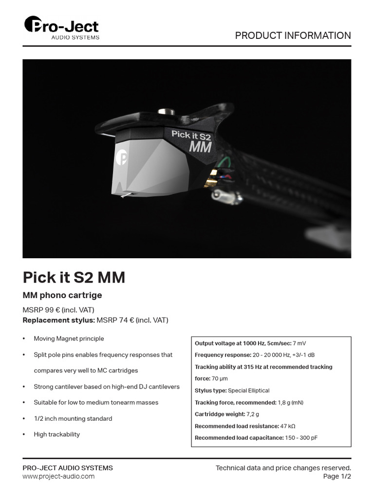 ProJect Pick It S2 MM-leaflet | PDF | Electromagnetism | Sound Production Technology