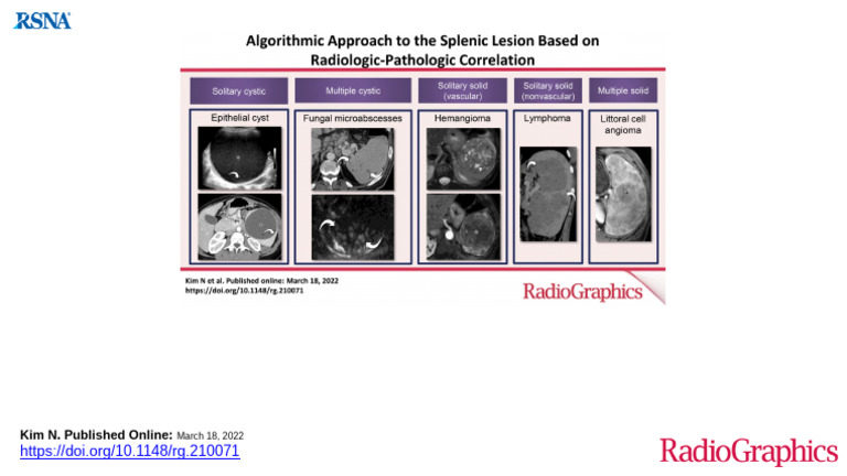 Algorithmic Approach To The Splenic Lesion Based On Radiologic ...