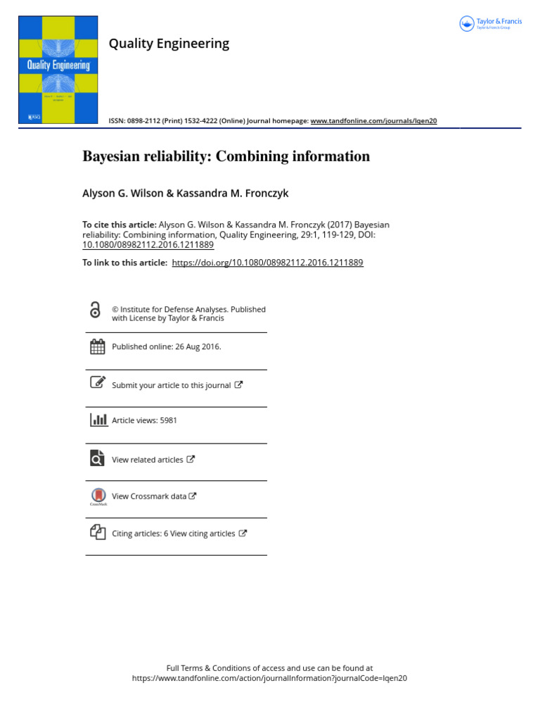 Bayesian Reliability - Combining Information | PDF | Normal Distribution | Reliability Engineering