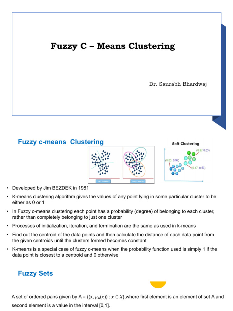 Lecture3335fuzzycmeansclustering 1 Pdf Cluster Analysis Fuzzy Logic