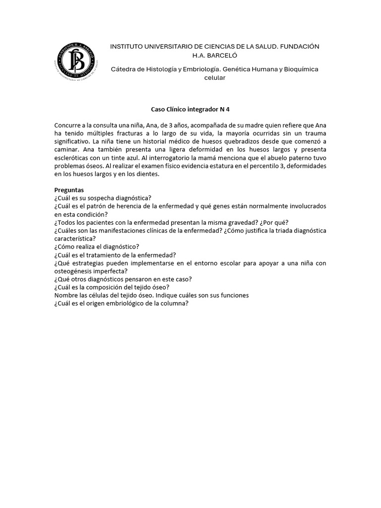 Caso Clínico N 4 OSTEOGENESIS IMPERFECTA | PDF
