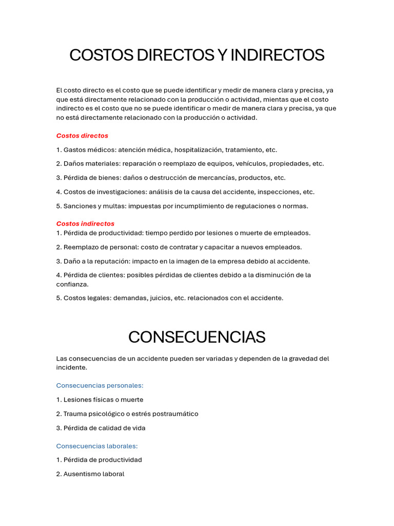 Costos Directos y Indirectos | PDF