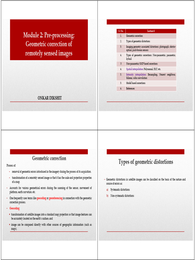 Module 2 Preprocessing 2 Geometric Correction - 7 | PDF | Remote Sensing | Topography