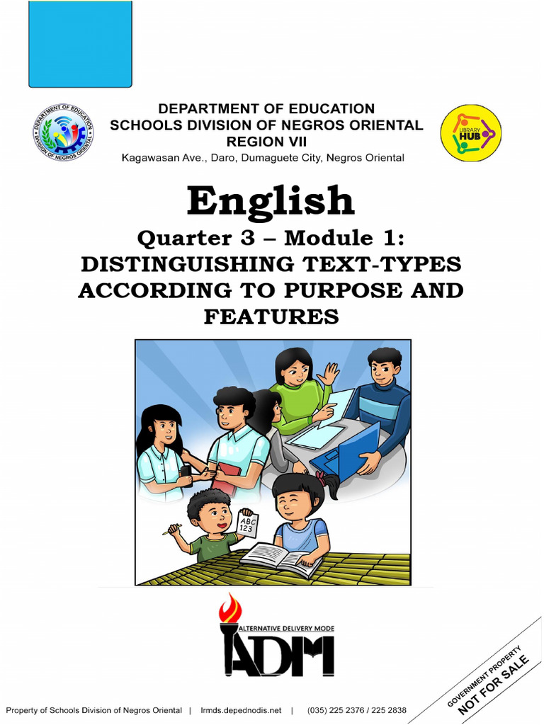 ENGLISH - 5 - Q3 - Module 1 - Distinguishing Text Types According To ...