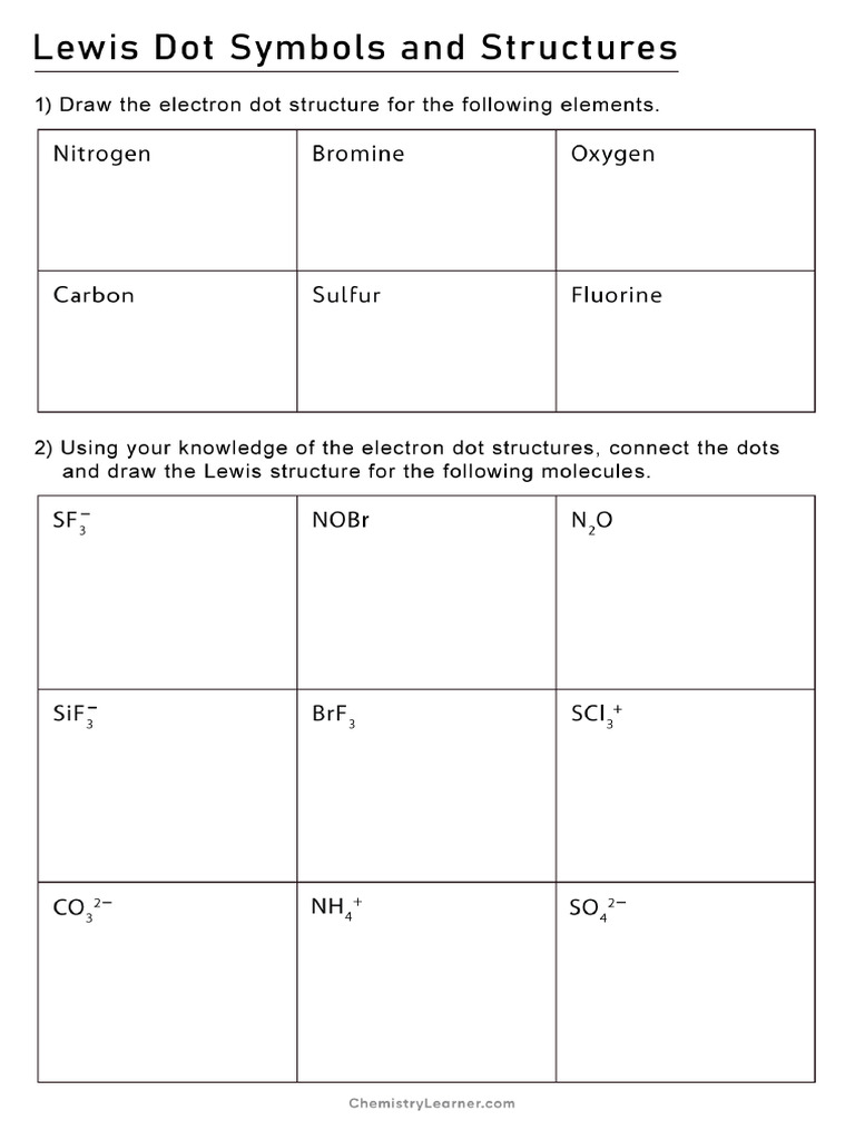 Connect The Dots Lewis Dot Symbols Worksheet With Answers | PDF