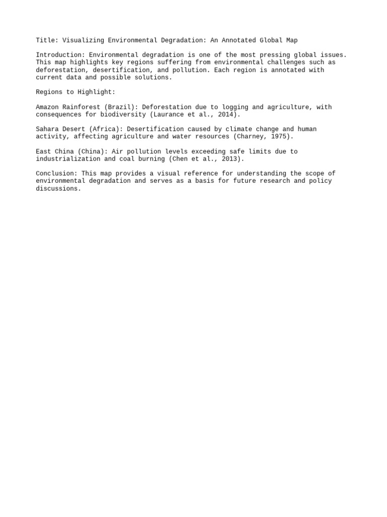 Annotated Map On Environmental Degradation Around The World | PDF