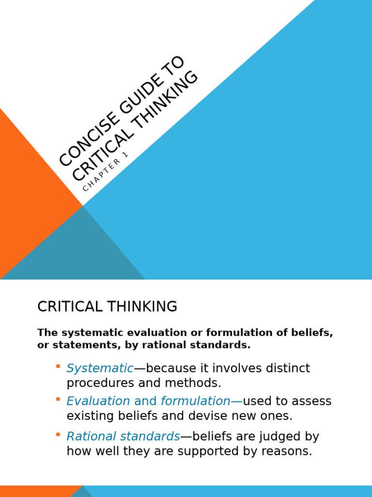1 Vaughn Concise Guide To Critical Thinking Chapter 1 PowerPoint | PDF | Argument | Logical ...