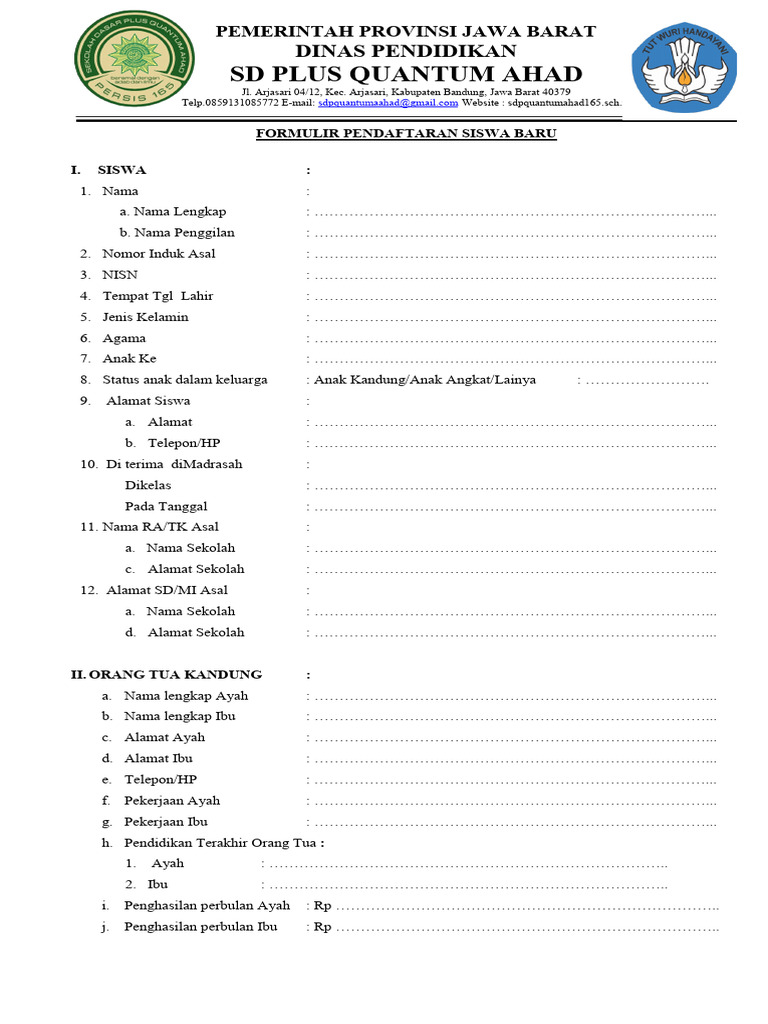 Formulir SDP Quantum Ahad | PDF