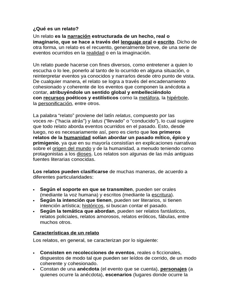Qué Es Un Relato | PDF | Narración