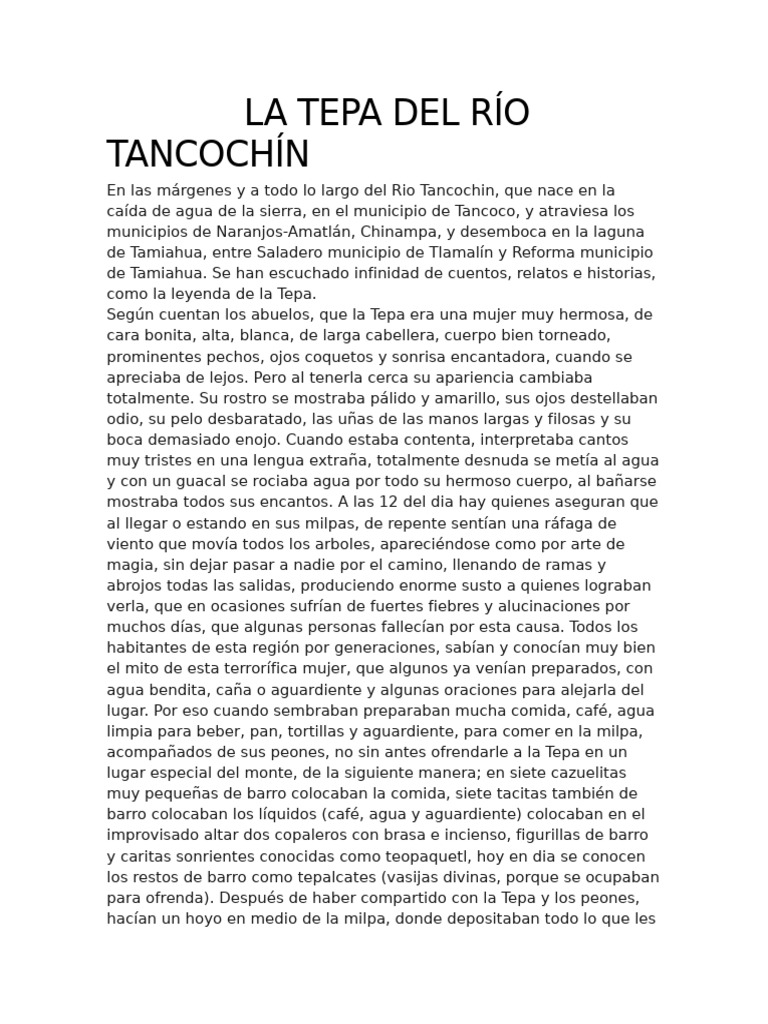La Leyenda de la Tepa en Tancochín | PDF